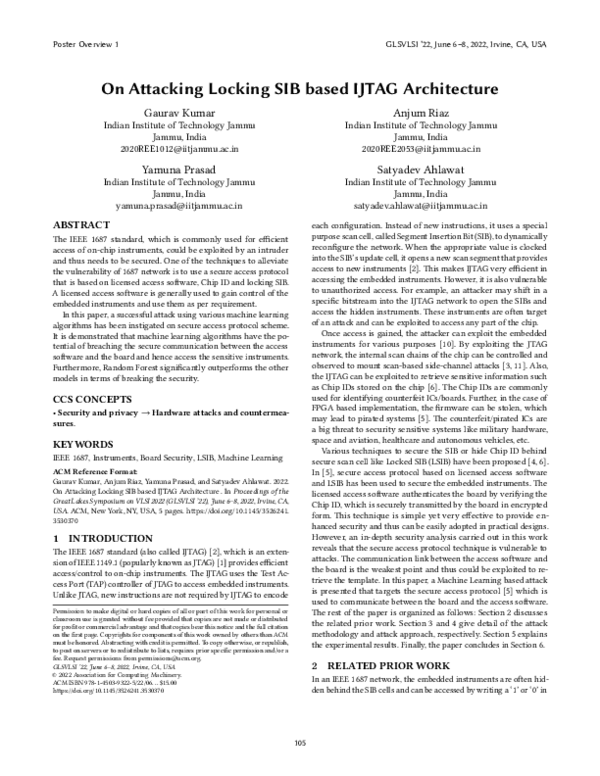 (PDF) On Attacking Locking SIB based IJTAG Architecture