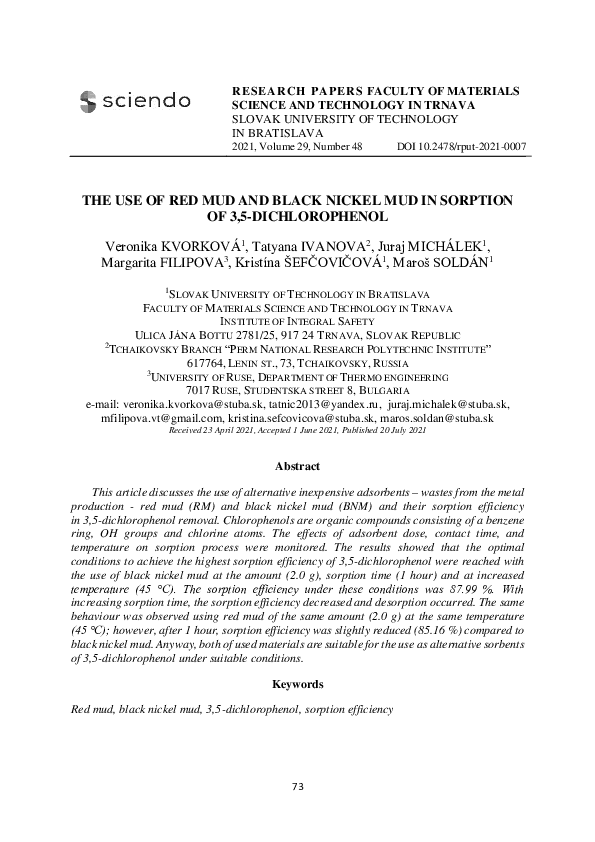 (PDF) The Use of Red Mud and Black Nickel Mud in Sorption of 3,5 ...