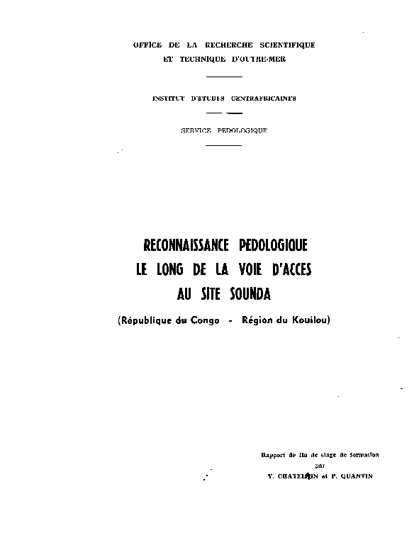 (PDF) Reconnaissance pédologique le long de la voie d'accès au site ...