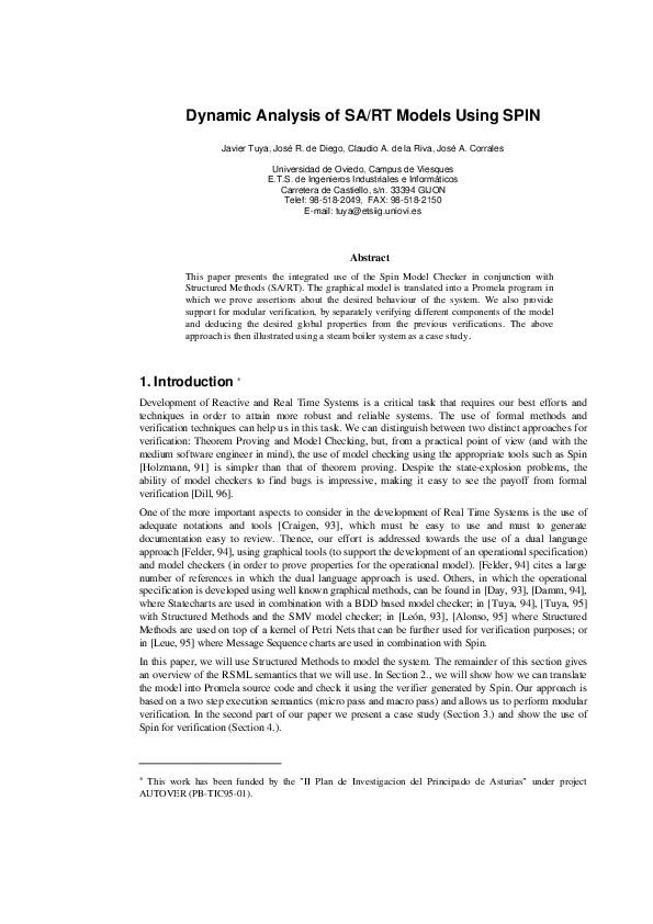 Pdf Dynamic Analysis Of Sa Rt Models Using Spin And Modular Verification