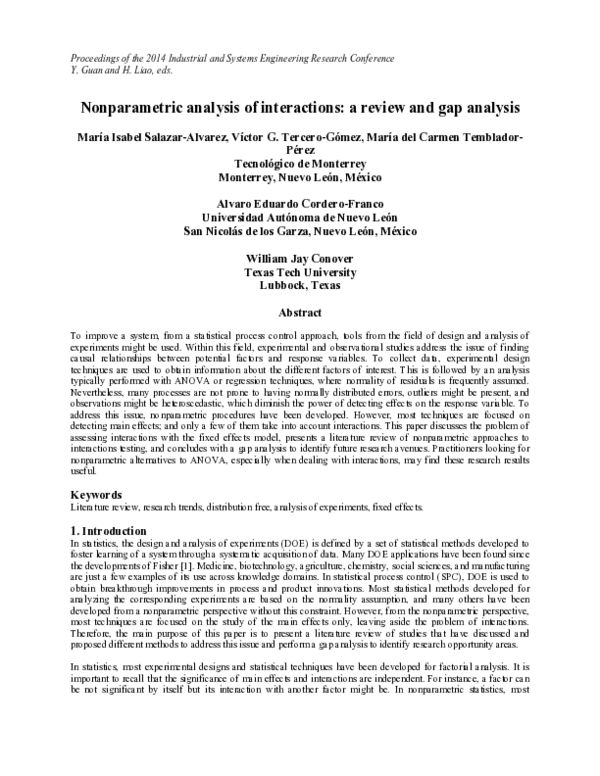 (PDF) Nonparametric analysis of interactions: a review and gap analysis