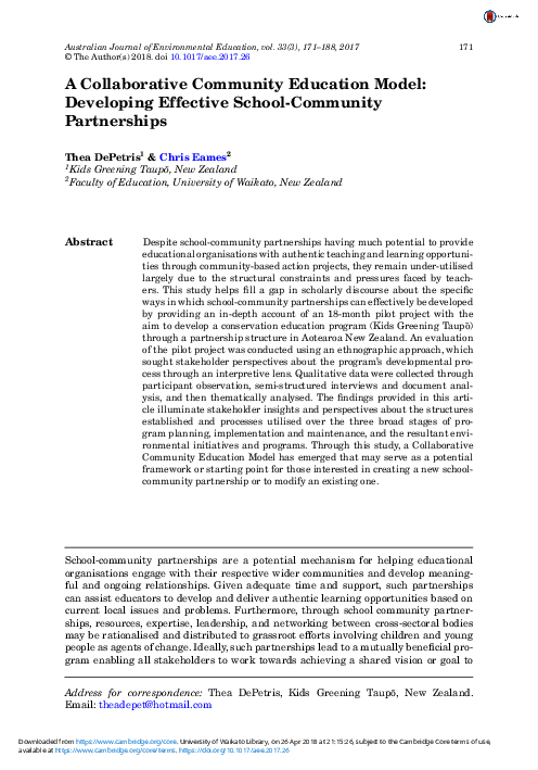 (PDF) A Collaborative Community Education Model: Developing Effective ...