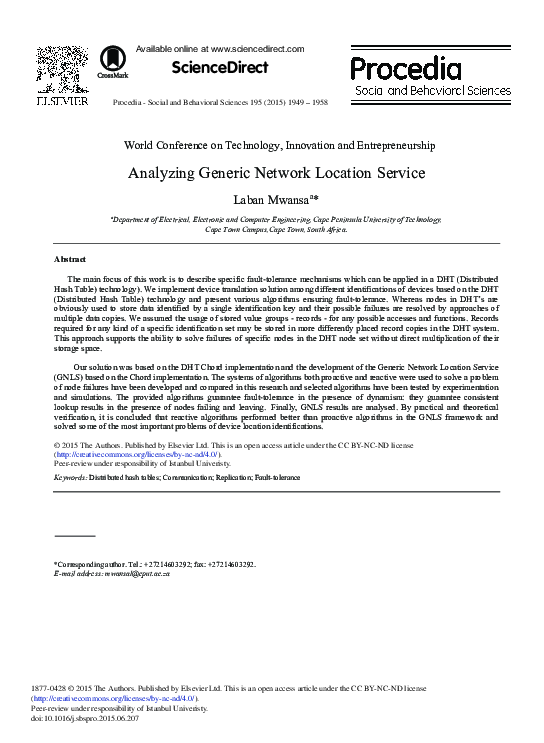 (PDF) Analyzing Generic Network Location Service