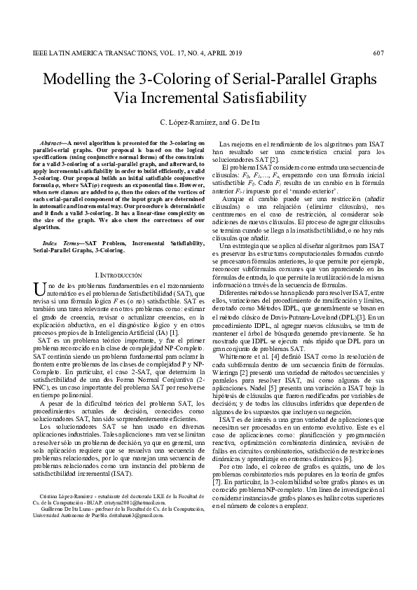 (PDF) Modelling the 3-coloring of Serial-Parallel Graphs via Incremental Satisfiability ...