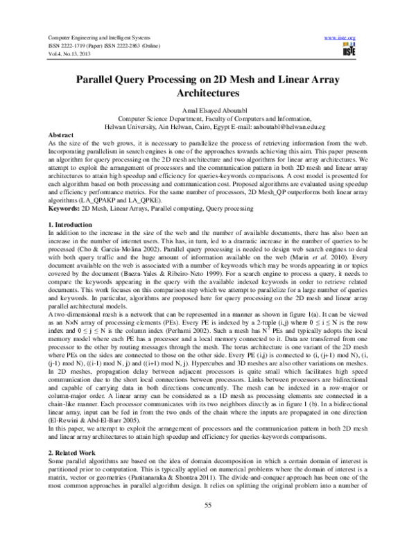 (PDF) Parallel Query Processing on 2D Mesh and Linear Array Architectures