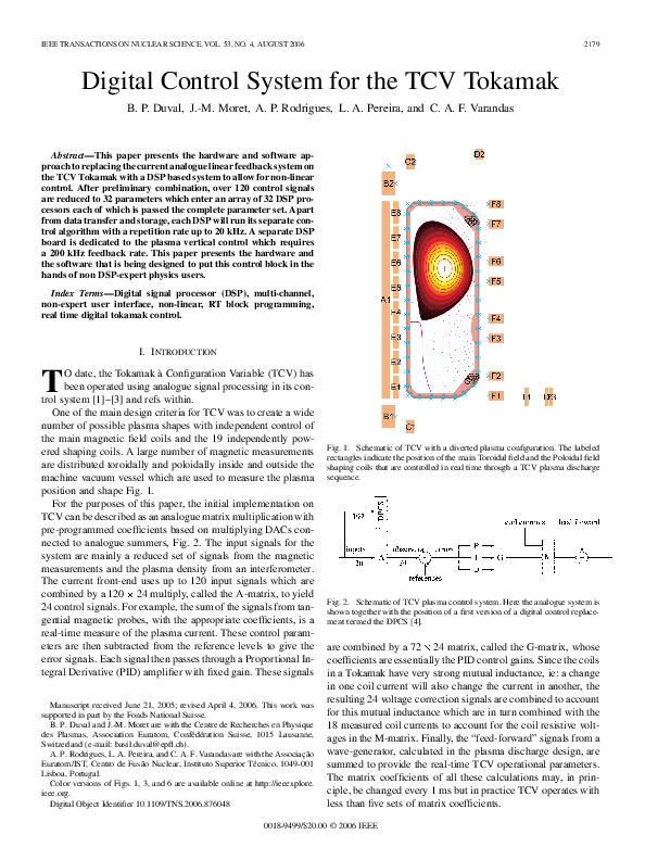 (PDF) Digital Control System for the TCV Tokamak | B. Duval - Academia.edu