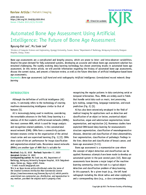 (PDF) Automated Bone Age Assessment Using Artificial Intelligence: The ...