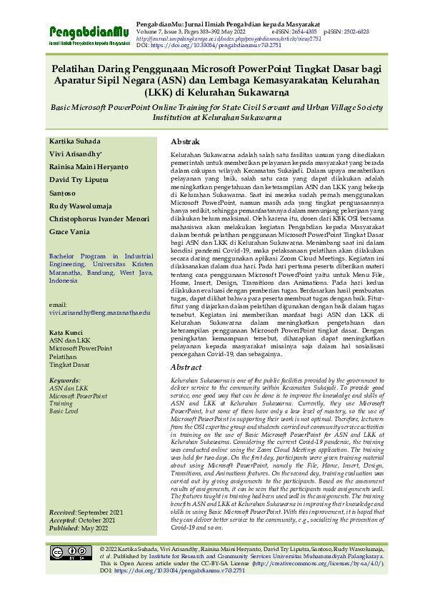 (PDF) Pelatihan Daring Penggunaan Microsoft PowerPoint Tingkat Dasar ...