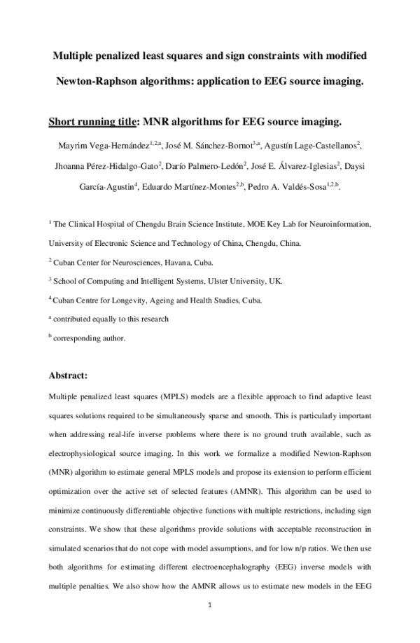 Pdf Penalized Least Squares And Sign Constraints With Modified Newton Raphson Algorithms