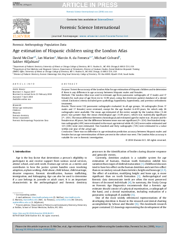 (PDF) Age estimation of Hispanic children using the London Atlas
