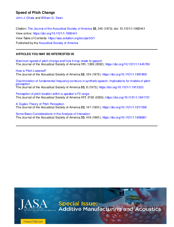 (PDF) Speed of Pitch Change