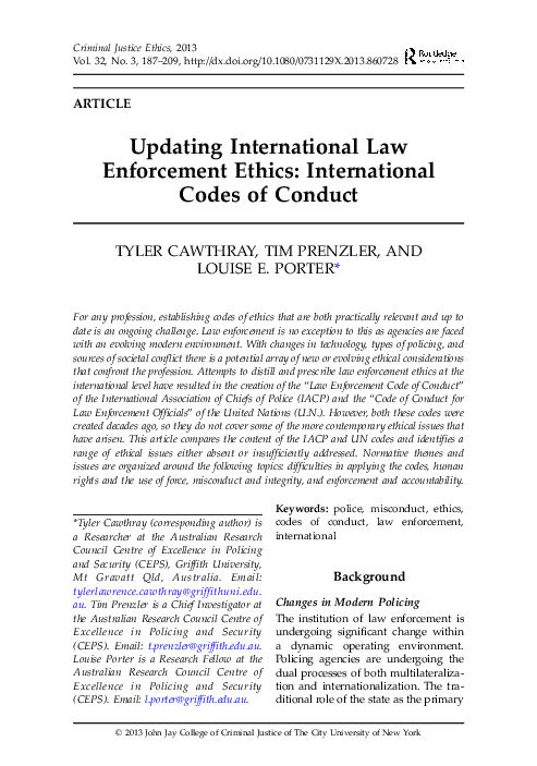(PDF) Updating International Law Enforcement Ethics: International ...
