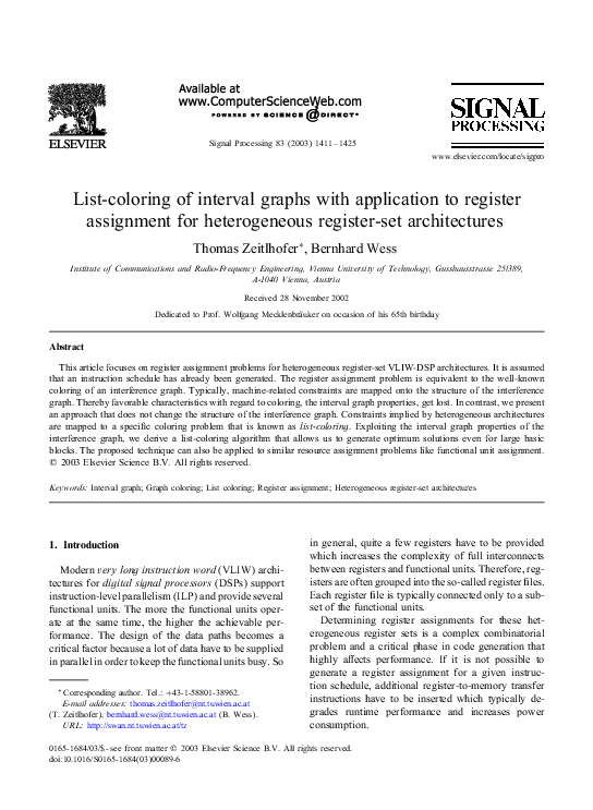 (PDF) List-coloring of interval graphs with application to register ...