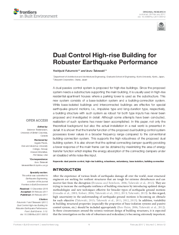 (PDF) Dual Control High-rise Building for Robuster Earthquake Performance