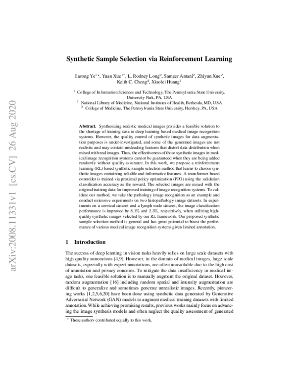 (PDF) Synthetic Sample Selection via Reinforcement Learning