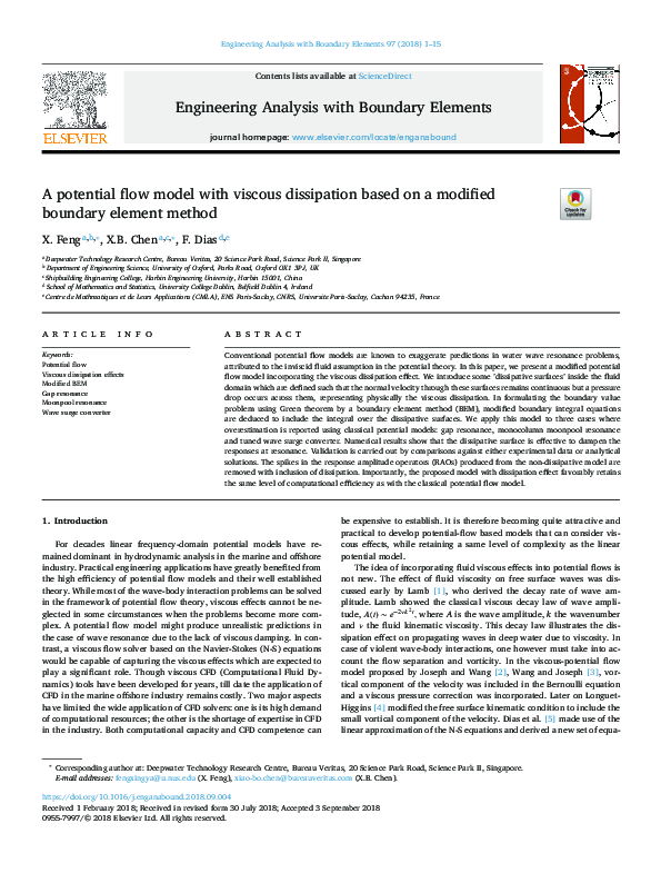(PDF) A potential flow model with viscous dissipation based on a modified boundary element method