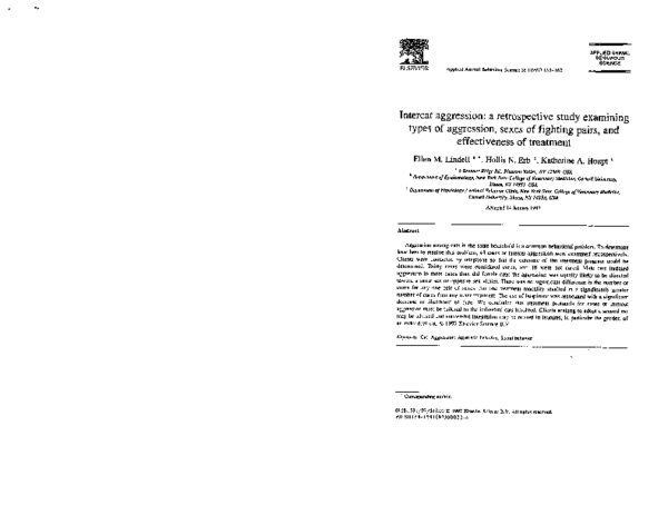 (PDF) Intercat Aggression: Analysis of Treatment and Gender Effects