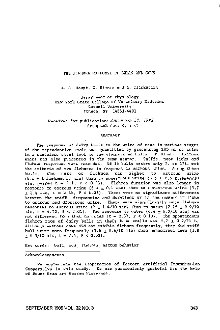 (PDF) The flehmen response of bulls and cows