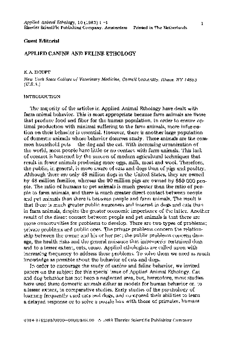 (PDF) Applied canine and feline ethology