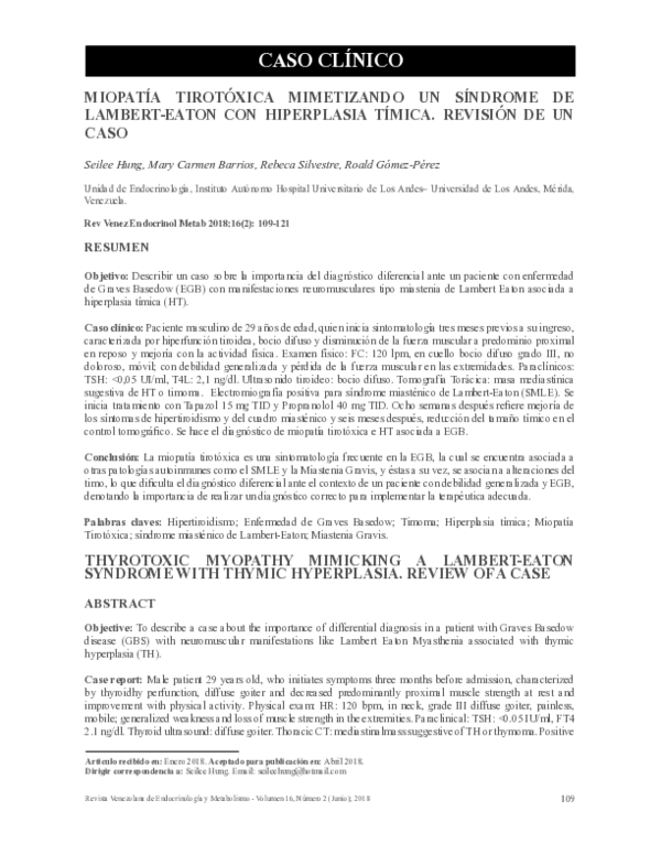 (PDF) Miopatía tirotóxica mimetizando un síndrome de Lambert-Eaton con ...