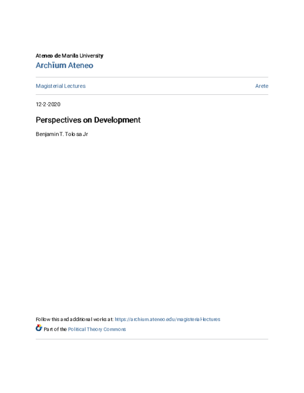 (PDF) Perspectives on Development