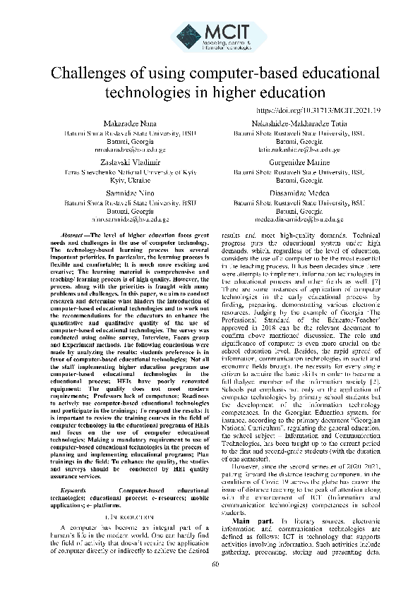 (PDF) Barriers to Computer-Based Learning in Higher Education