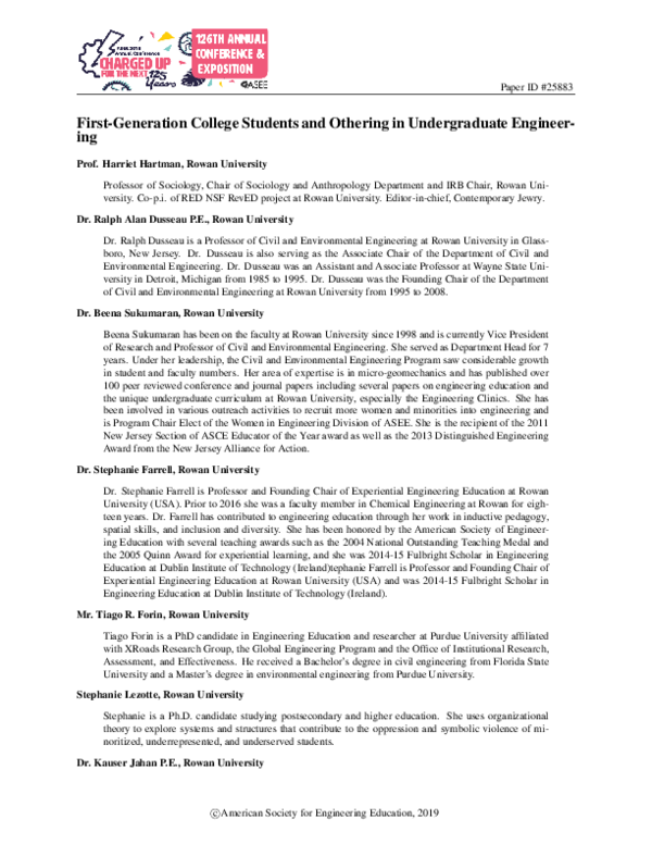 (PDF) First-Generation College Students and Othering in Undergraduate ...