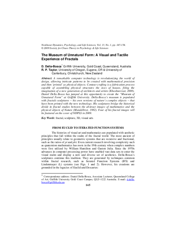 (PDF) The museum of unnatural form: a visual and tactile experience of ...