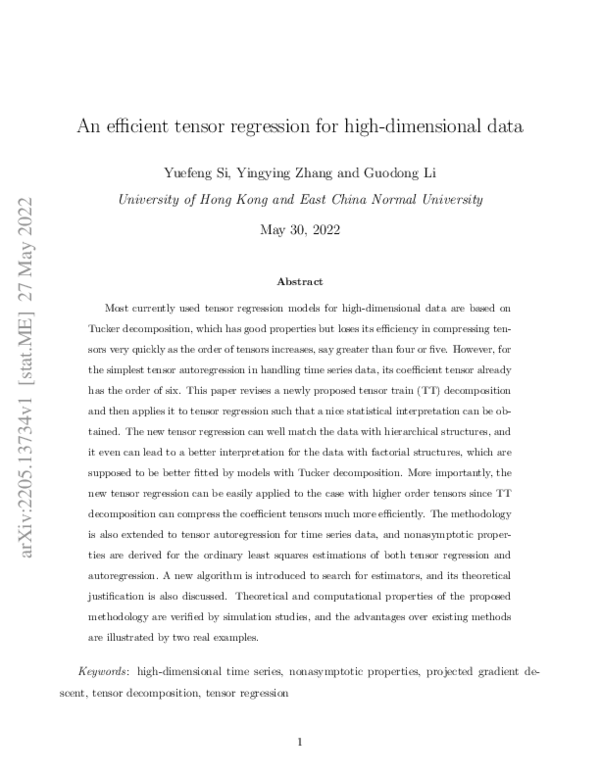 (PDF) An efficient tensor regression for high-dimensional data