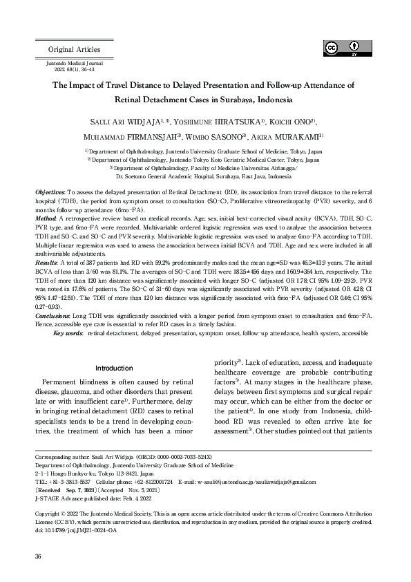 (PDF) The Impact of Travel Distance to Delayed Presentation and Follow ...