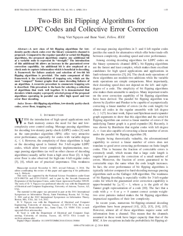 (PDF) Two-Bit Bit Flipping Algorithms for LDPC Codes and Collective Error Correction