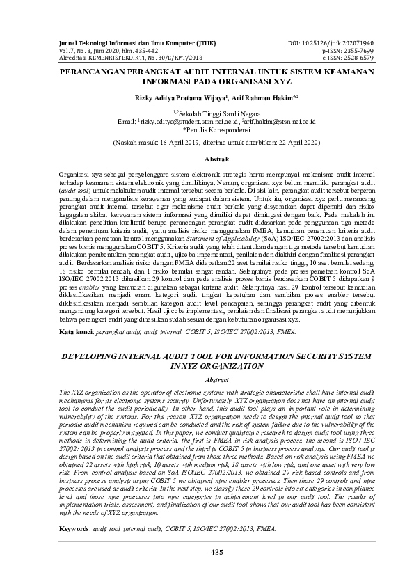 (PDF) Perancangan Perangkat Audit Internal untuk Sistem Keamanan ...