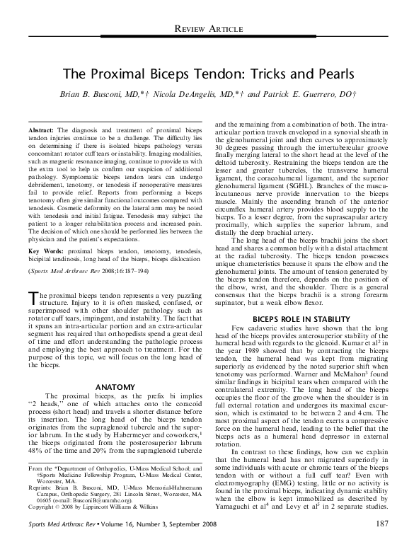 (PDF) The Proximal Biceps Tendon: Tricks and Pearls
