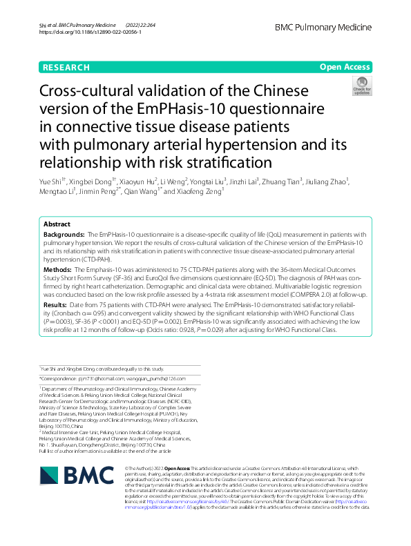 (PDF) Cross-cultural validation of the Chinese version of the EmPHasis ...