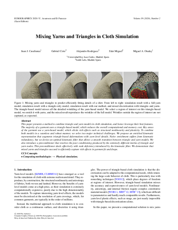 (PDF) Mixing Yarns and Triangles in Cloth Simulation