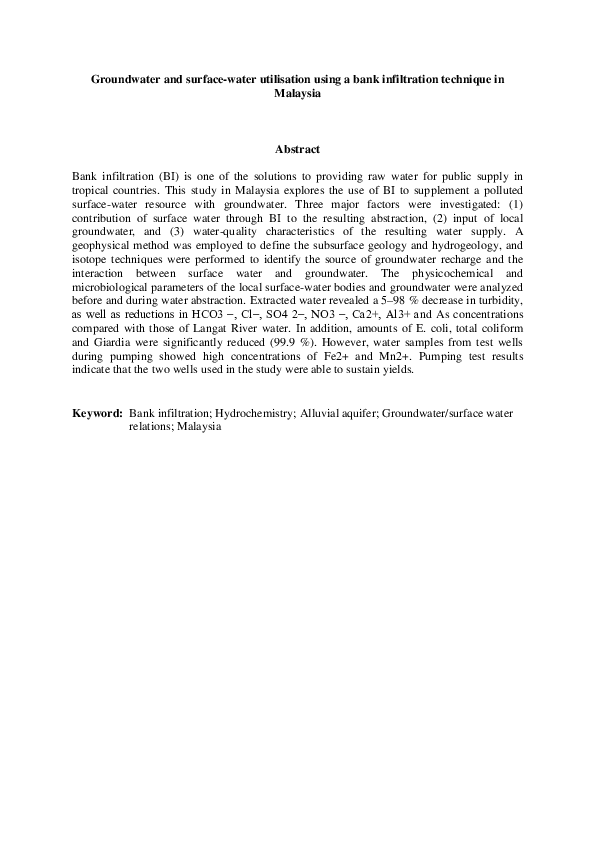 (PDF) Groundwater and surface-water utilisation using a bank ...