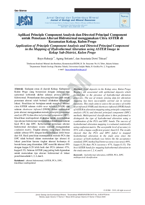 (PDF) Aplikasi Principle Component Analysis dan Directed Principal Component untuk Pemetaan ...