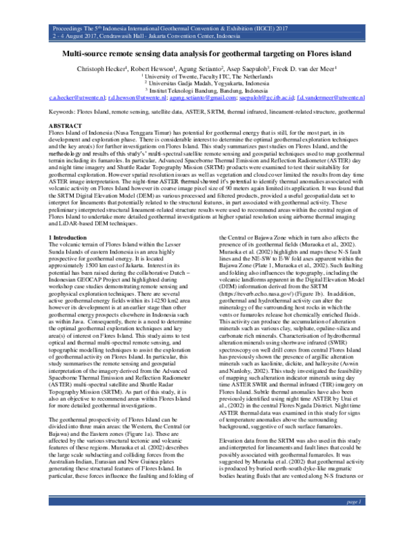 (PDF) Multi-source remote sensing data analysis for geothermal targeting on Flores island