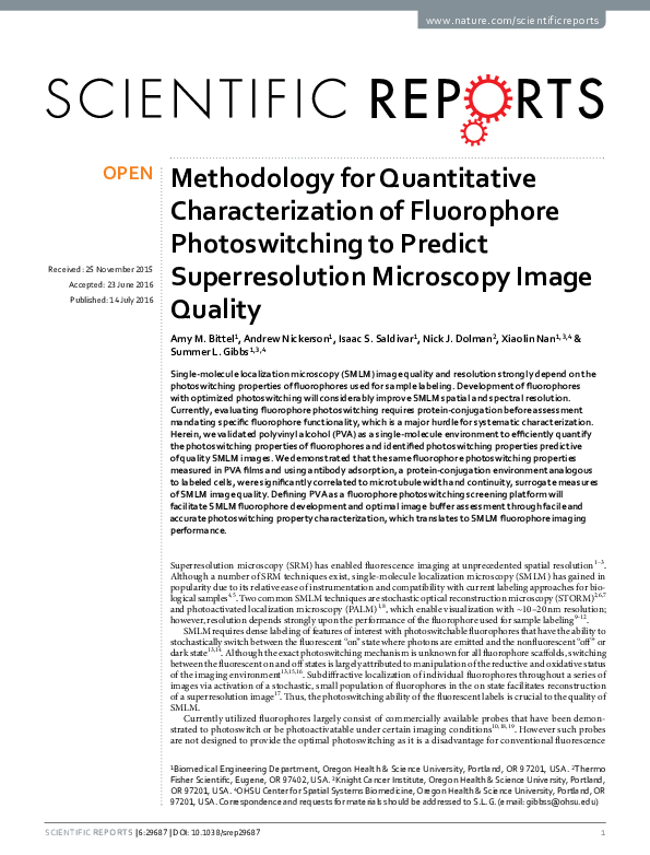 (PDF) Methodology for Quantitative Characterization of Fluorophore Photoswitching to Predict ...