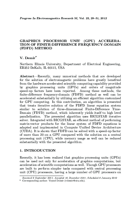 (PDF) Graphics Processor Unit (Gpu) Acceleration of Finite-Difference ...