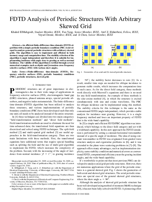 (PDF) FDTD Analysis of Periodic Structures With Arbitrary Skewed Grid