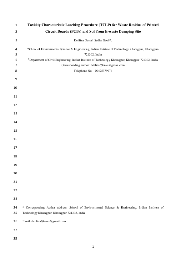 (PDF) Toxicity Characteristic Leaching Procedure ( TCLP ) for Waste ...
