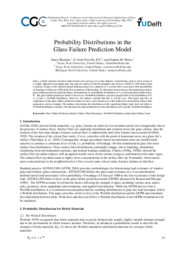 (PDF) Probability Distributions in the Glass Failure Prediction Model