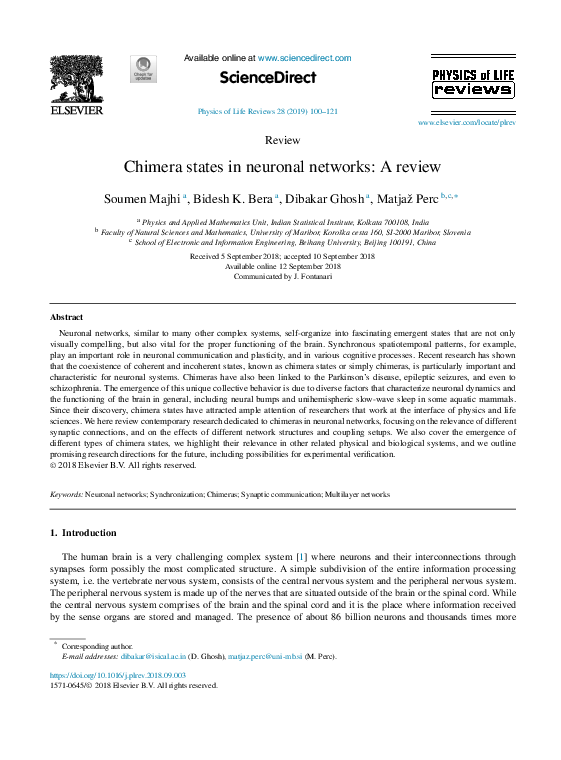 (PDF) Chimera states in neuronal networks: A review
