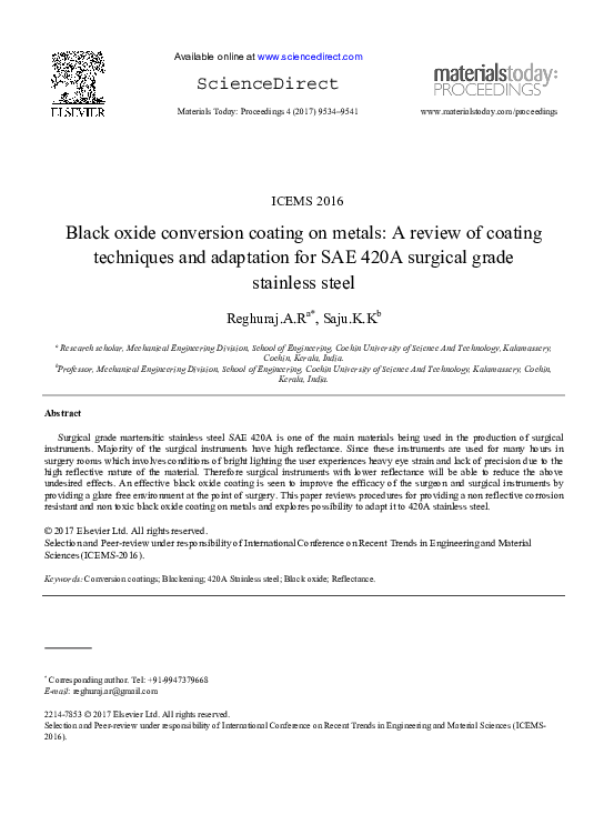(PDF) Black oxide conversion coating on metals: A review of coating ...