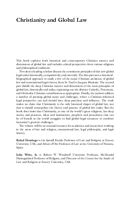 (PDF) Christianity and Global Law