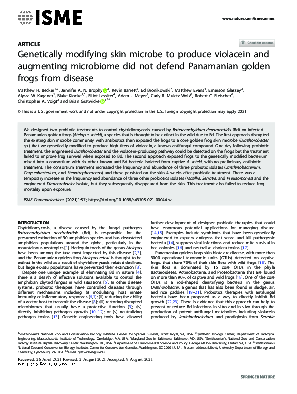(PDF) Genetically modifying skin microbe to produce violacein and ...