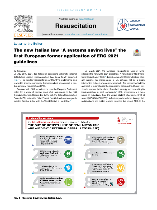 (PDF) The new Italian law “A systems saving lives” the first European ...