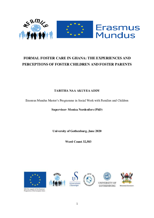 (PDF) Formal Foster Care in Ghana the Experiences and Perceptions of ...