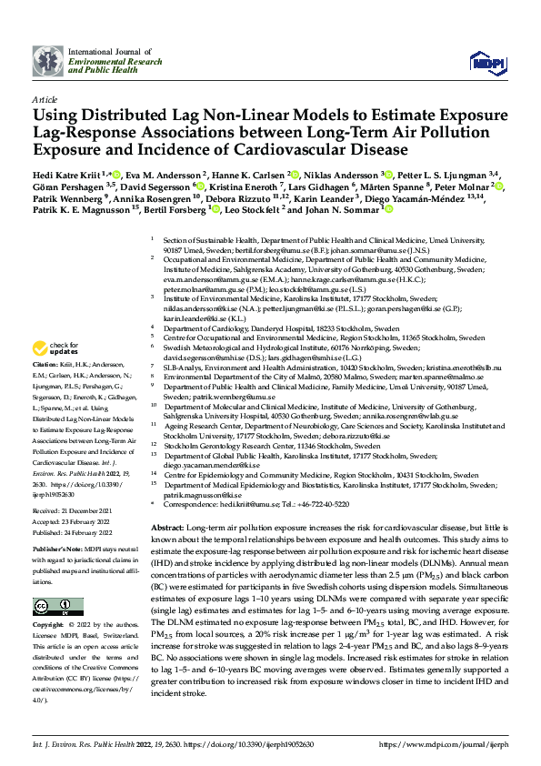 (PDF) Using Distributed Lag Non-Linear Models to Estimate Exposure Lag-Response Associations ...